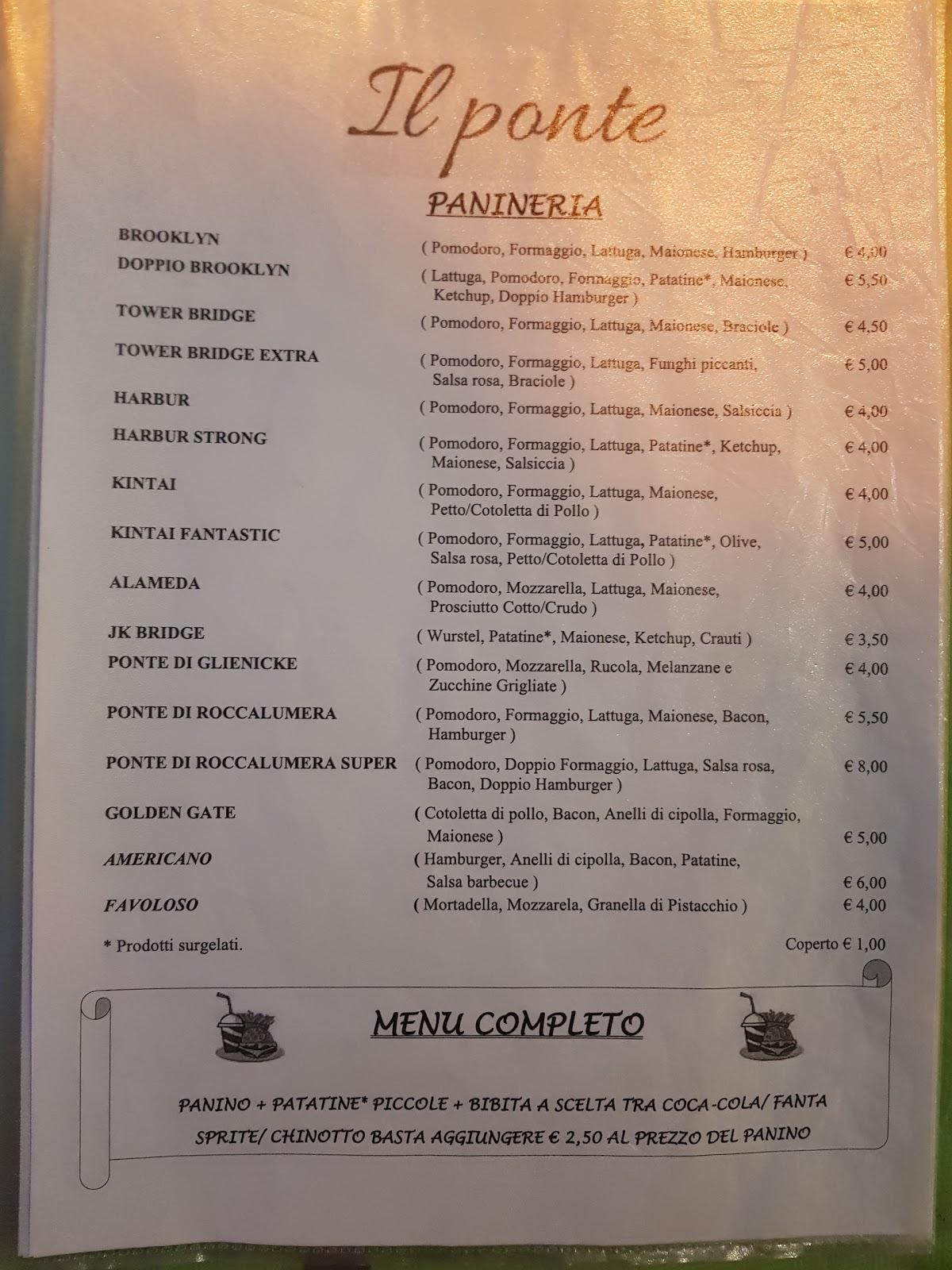 Menu da Il Ponte ristorante, Roccalumera