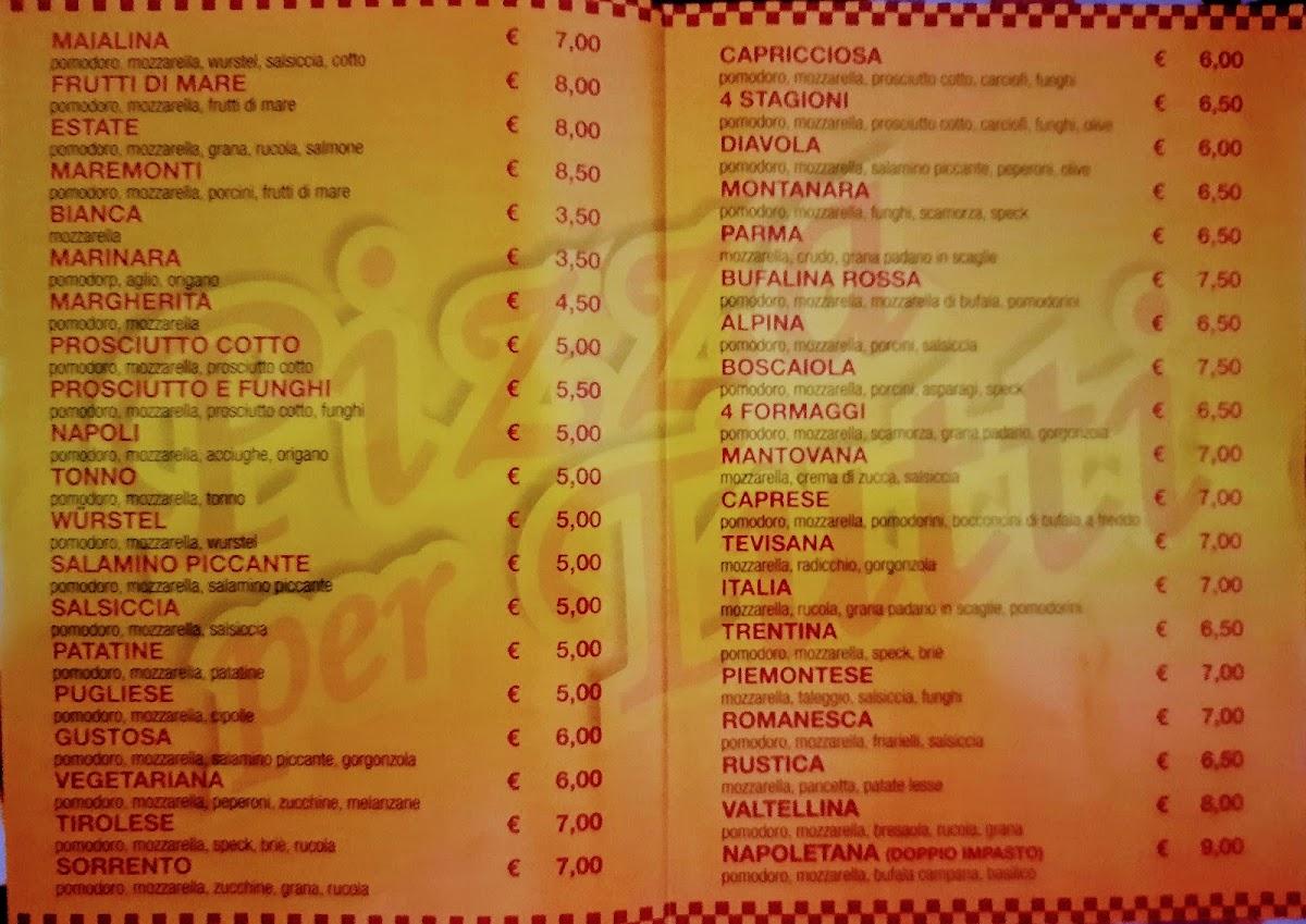 Menu da Pizza per tutti ristorante, Cremona