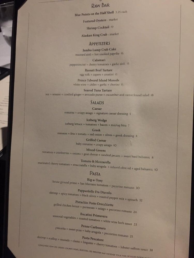 Menu at Tony's of Lexington pub & bar, Lexington