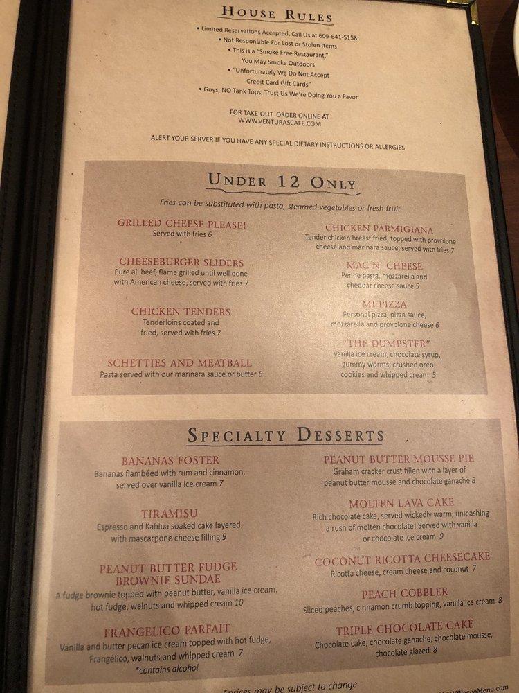 Menu at Ventura's Offshore Cafe, Northfield