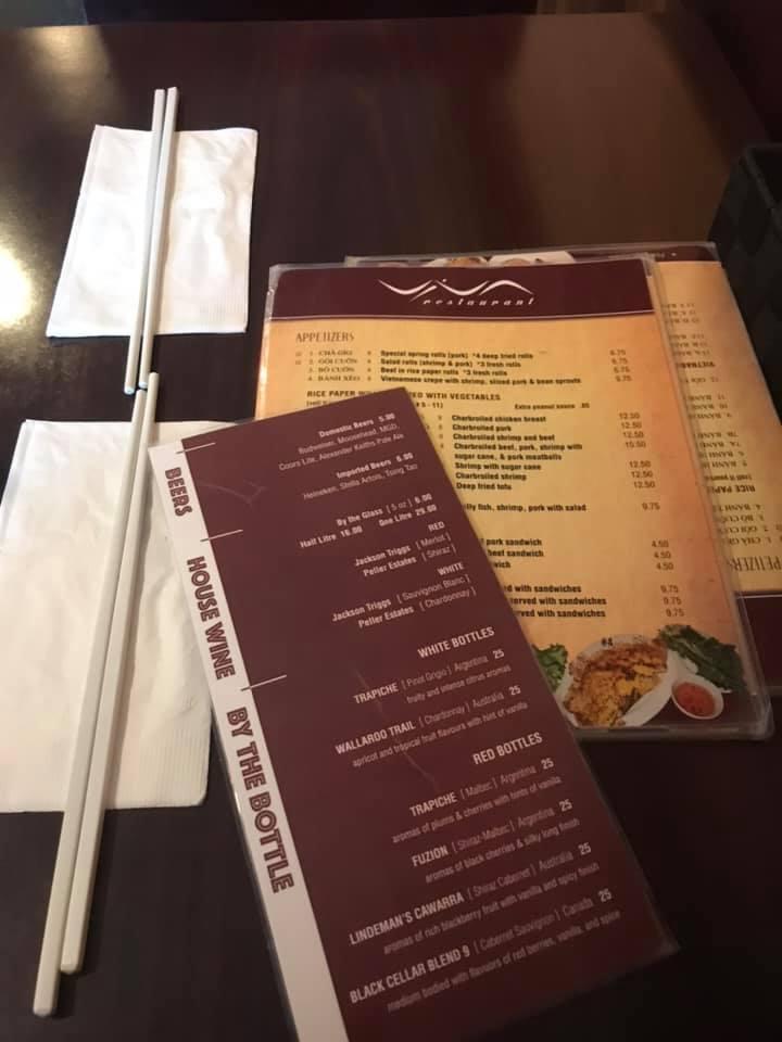 Menu at Viva Restaurant, Winnipeg