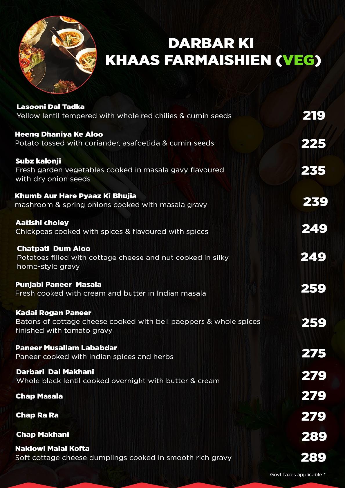Menu at Darbar Restaurant, Ghaziabad, Hint House