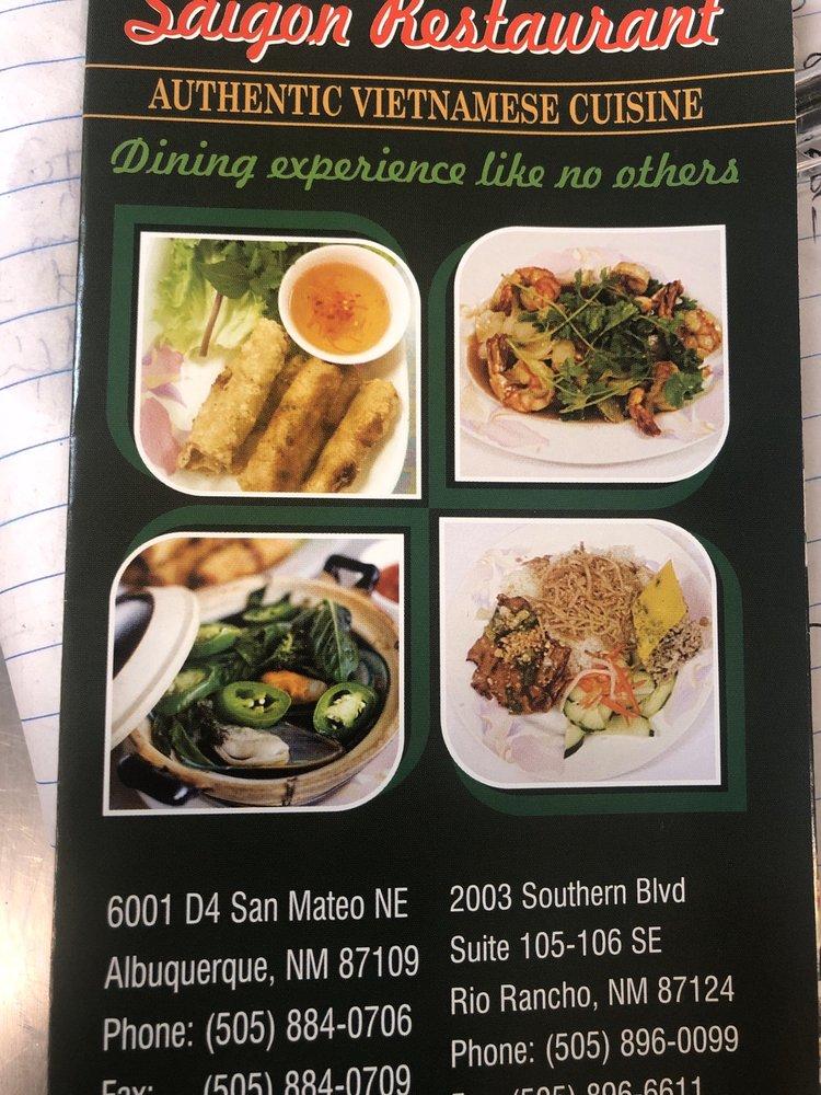 Menu at Saigon 2 Restaurant, Rio Rancho, Southern Boulevard Southeast ...