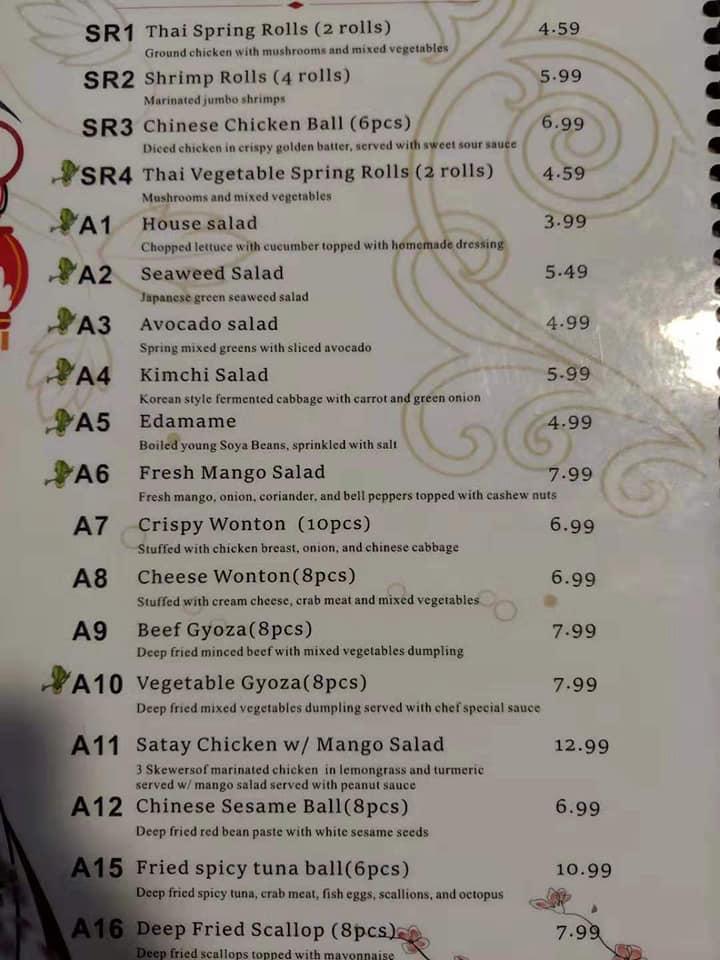 Menu at Sushi Fang restaurant, New Minas