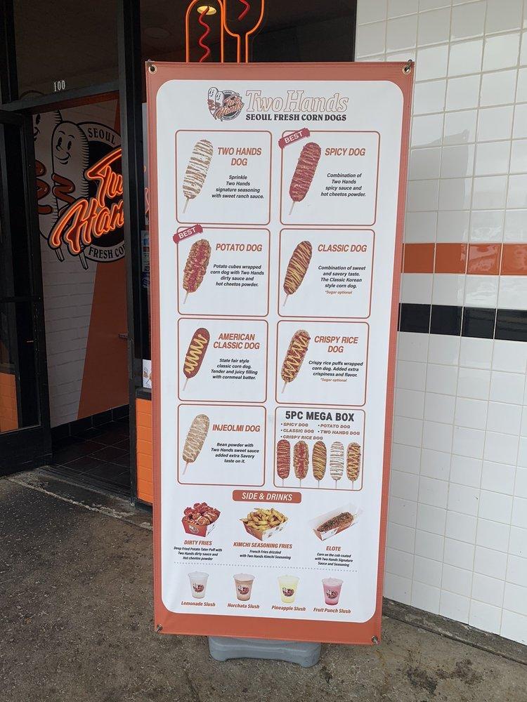 Menu at Two Hands Seoul Corn Dog Convoy restaurant, San Diego