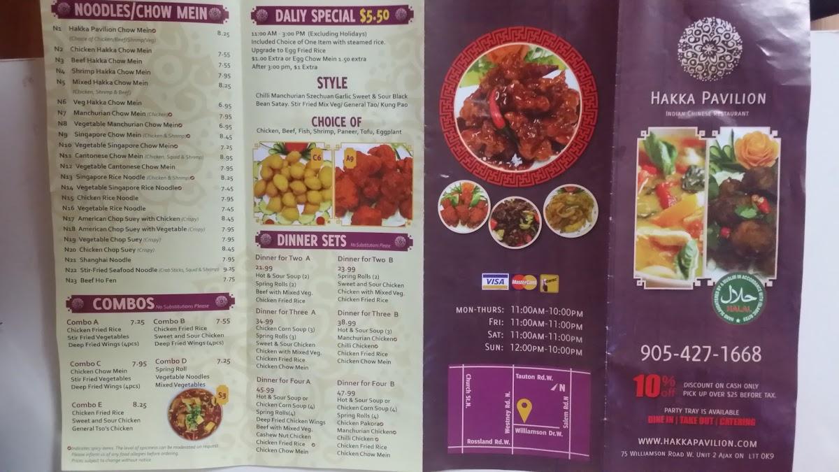Menu at Hakka Pavilion restaurant, Ajax