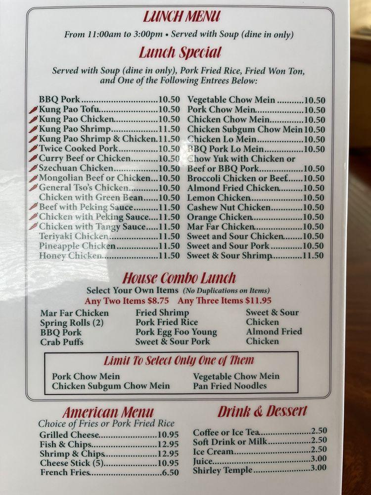 Menu at Lee's Kitchen restaurant, Tualatin