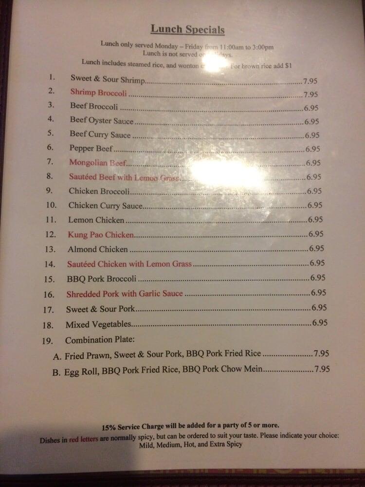 Menu at Orient Restaurant, Seaside