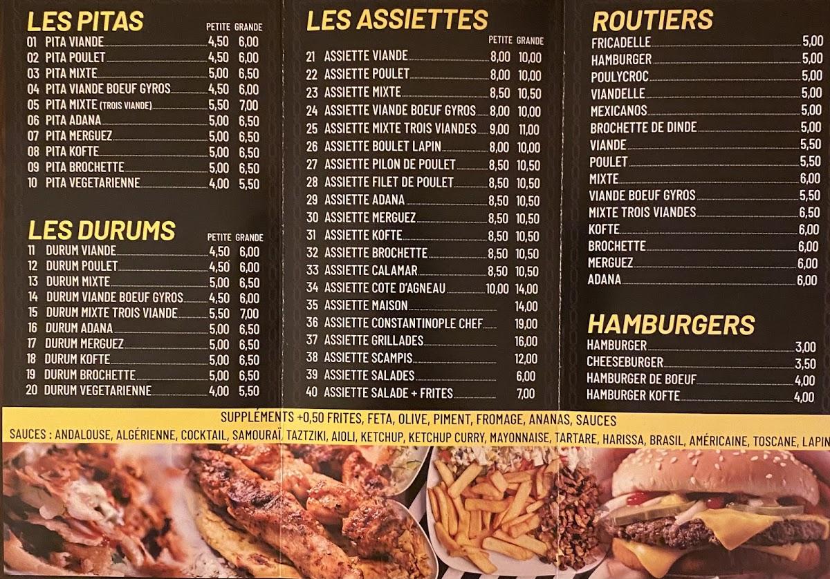Menu at Snack-Pita Constantinople, Seraing