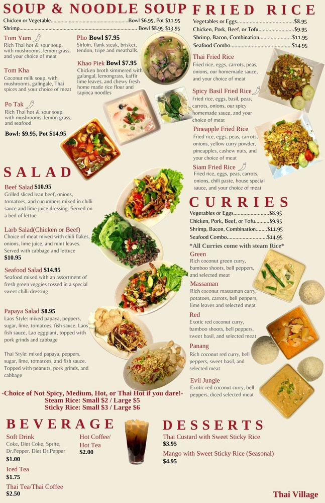 Menu at Thai Village House Of Pad Thai restaurant, Wichita