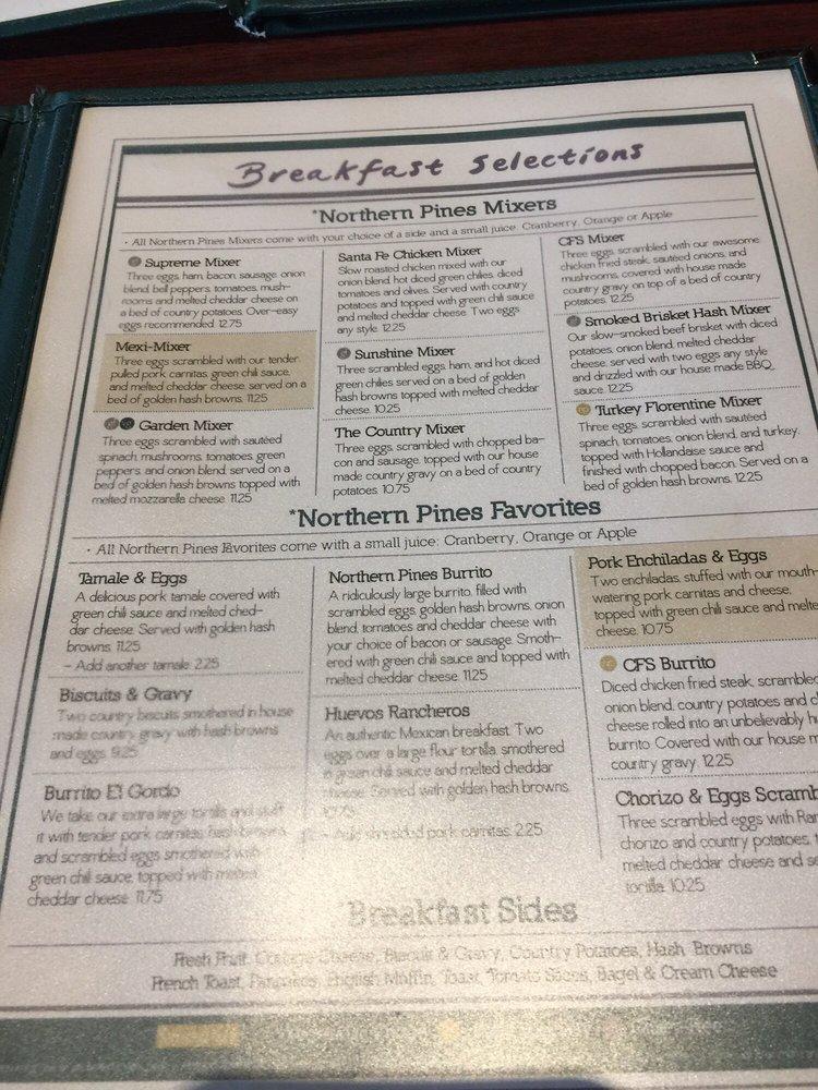 Menu at The Northern Pines Restaurant, Flagstaff