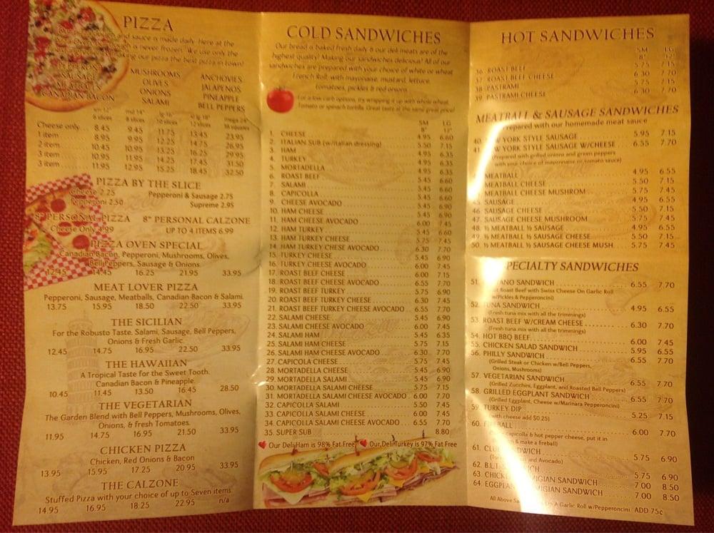 Menu at THE PIZZA OVEN pizzeria, El Monte