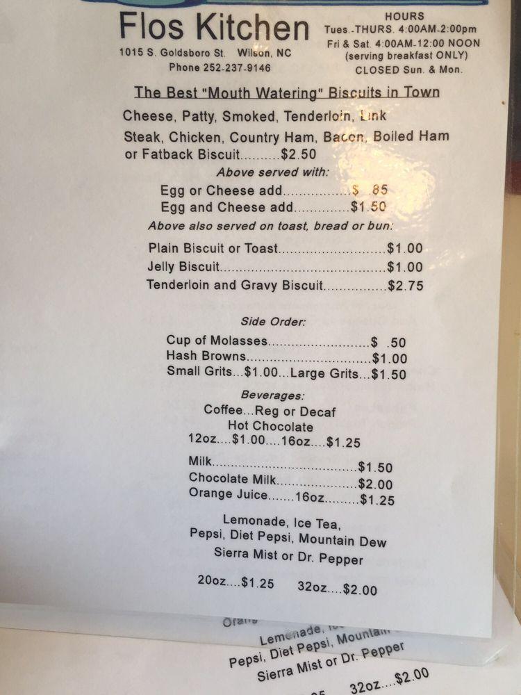 Carta del restaurante Flo's Kitchen, Wilson