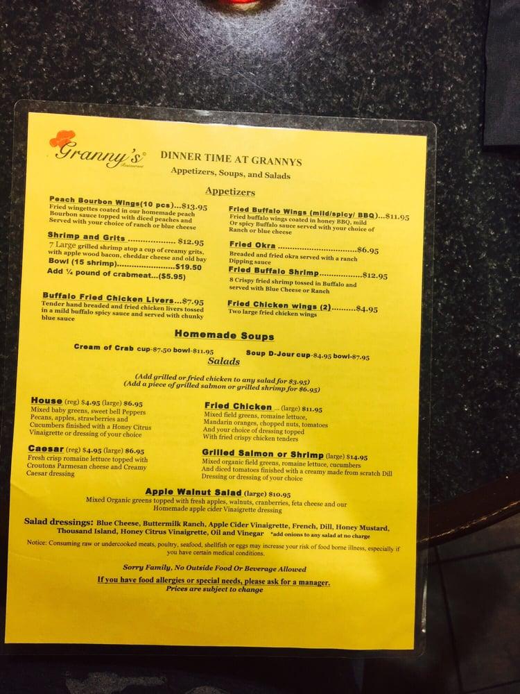 Menu at Granny's Restaurant, Owings Mills, Groffs Mill Dr
