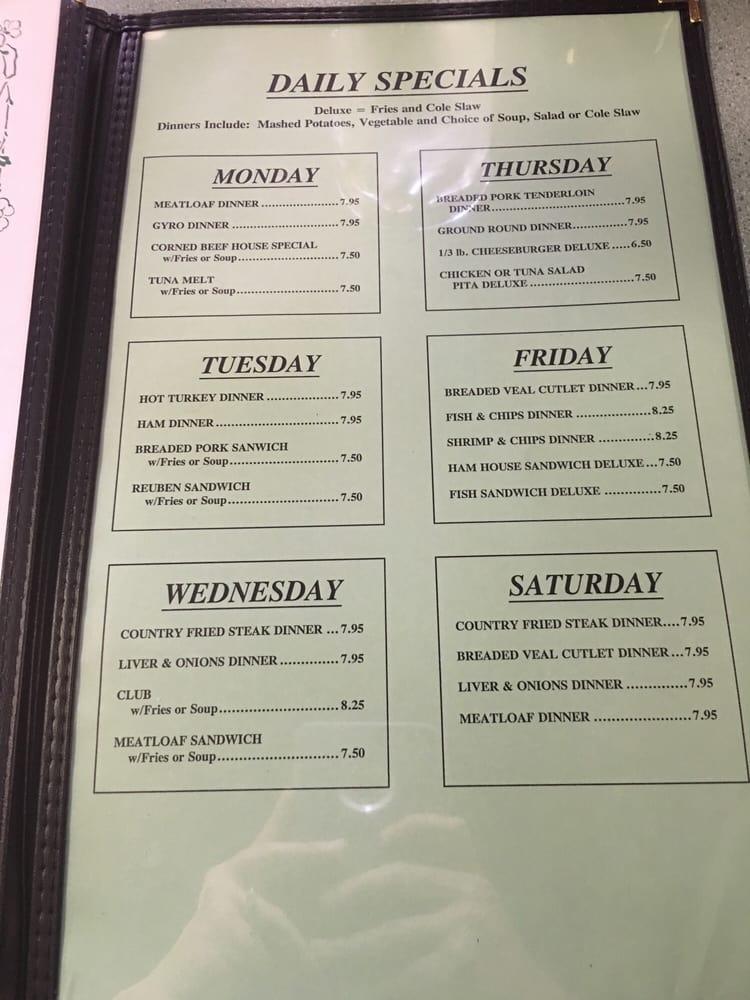 Menu at Johnny's Diner restaurant, Winter Park