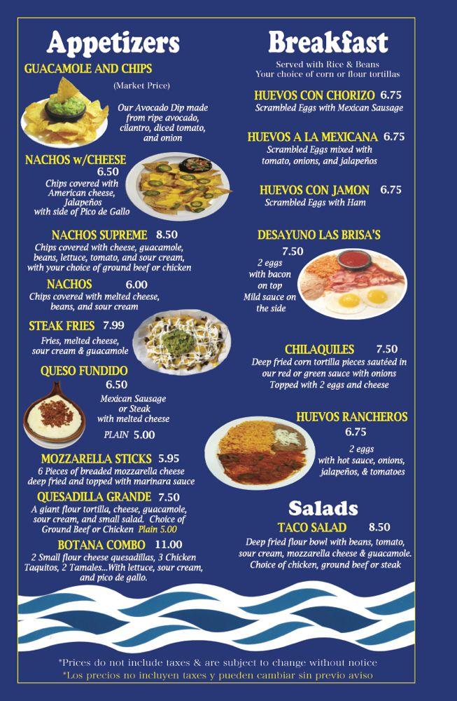 Menu at Las Brisa's pub & bar, Sheboygan