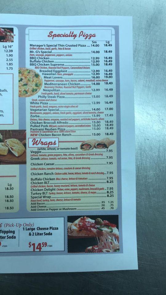 Menu at Mr.G`s Pizza pizzeria, Bourne