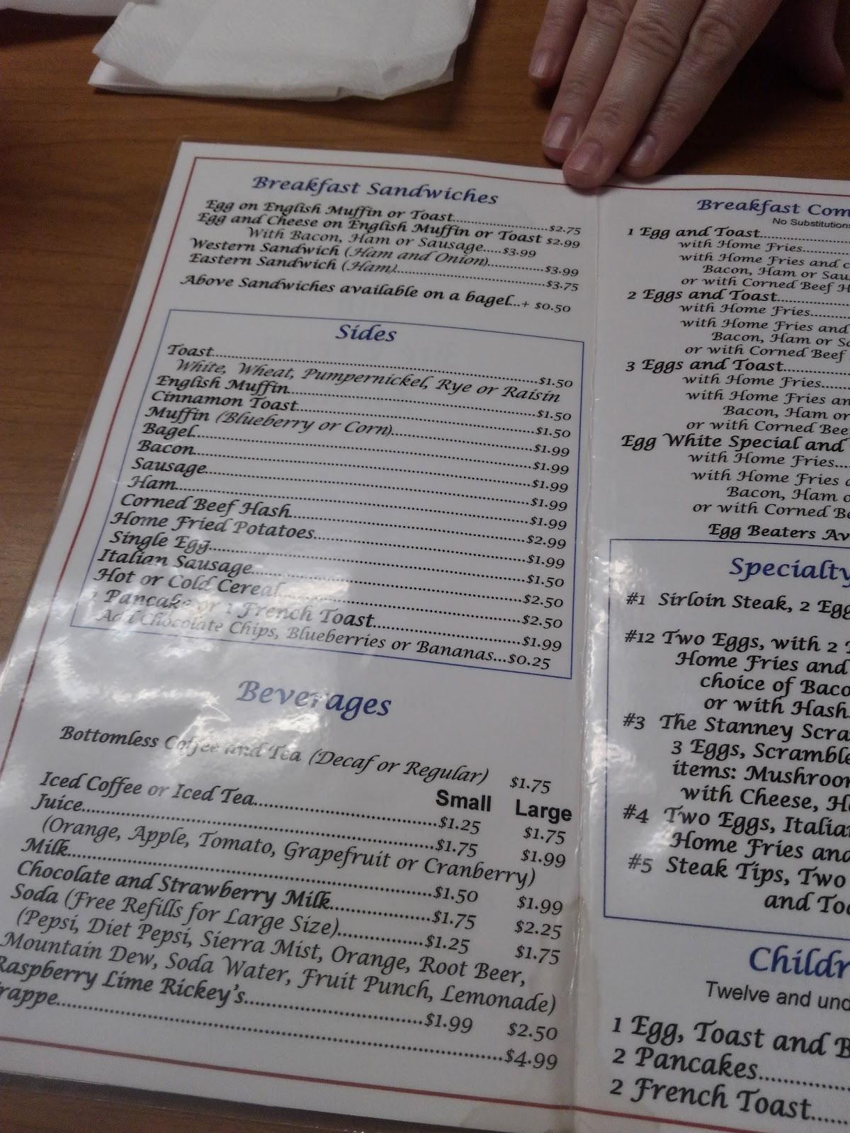 Menu at Stanney's Ice Cream & Sandwich restaurant, Holbrook