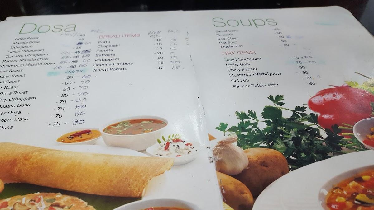 Menu at Arya Bhavan, Kozhikode