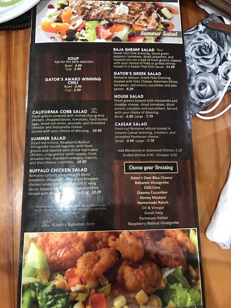 Menu at Gators Dockside Gainesville pub & bar, Gainesville