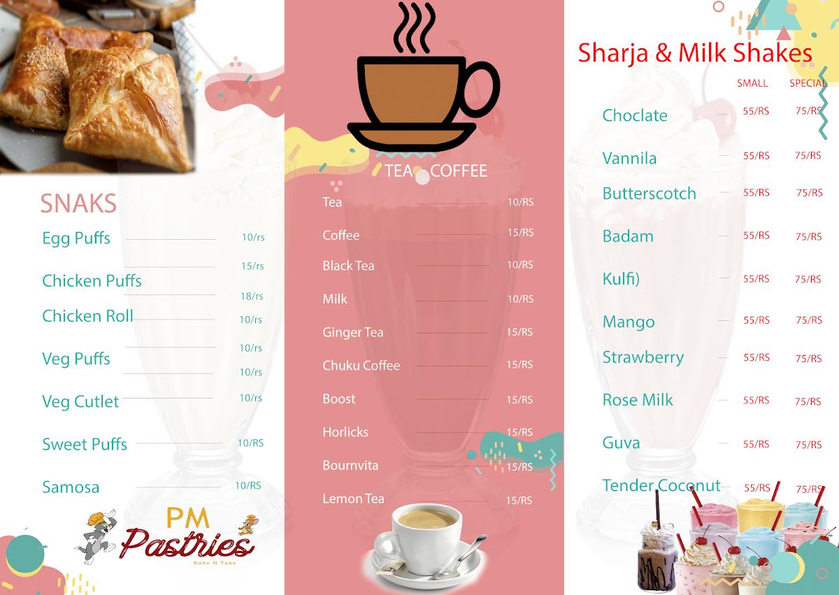 Menu at PM PASTRIES Hotel and Restaurant, Thuckalay