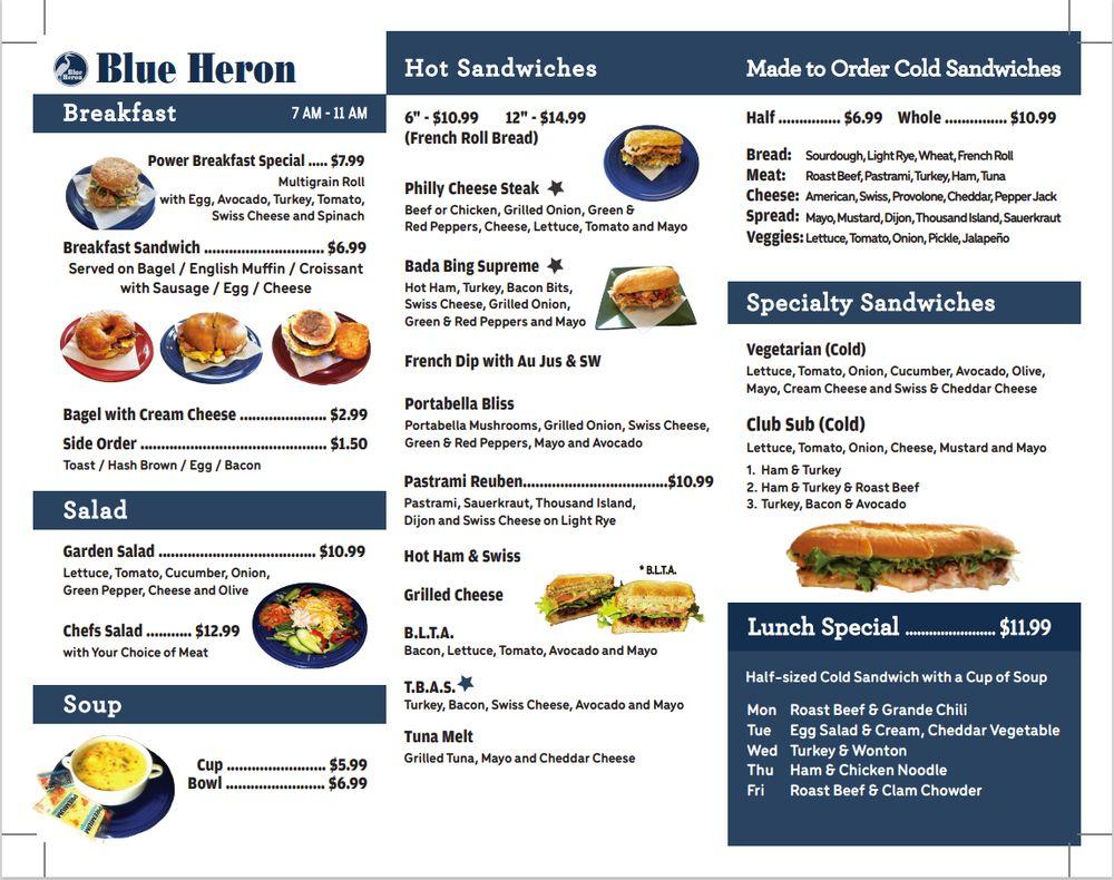 Menu at The Blue Heron cafe, Seattle, Gilman Ave W #27