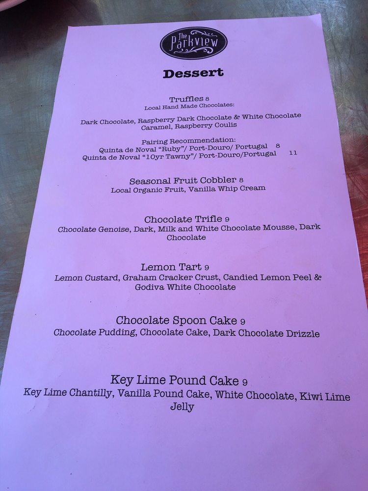 Menu at The Parkview pub & bar, Winter Park