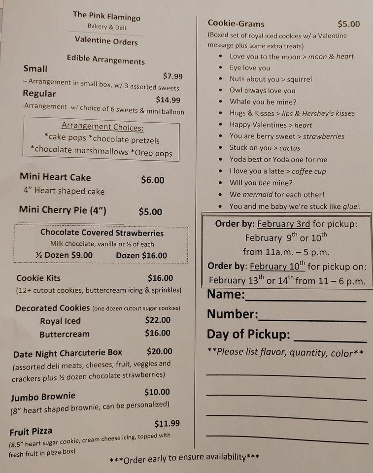 Menu at The Pink Flamingo restaurant, Adair, 430 W Main St