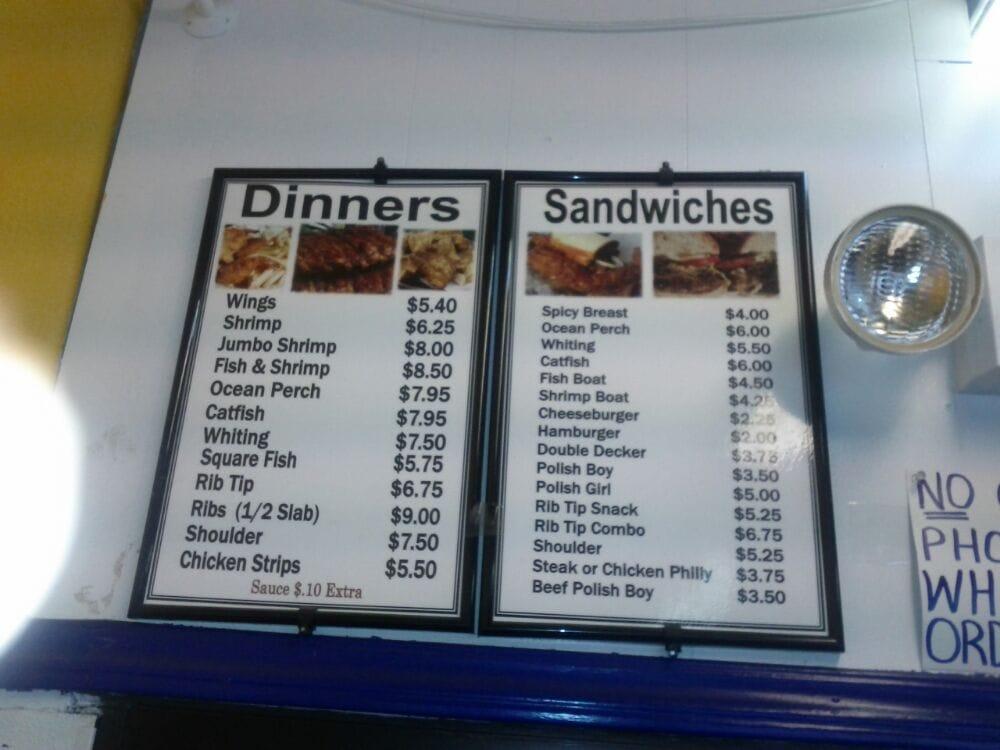 Menu at Kim's Wings restaurant, Cleveland, St Clair Ave.