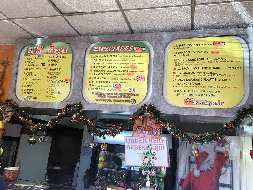 Carta del restaurante La Mixteca, Butler, 110 Main St
