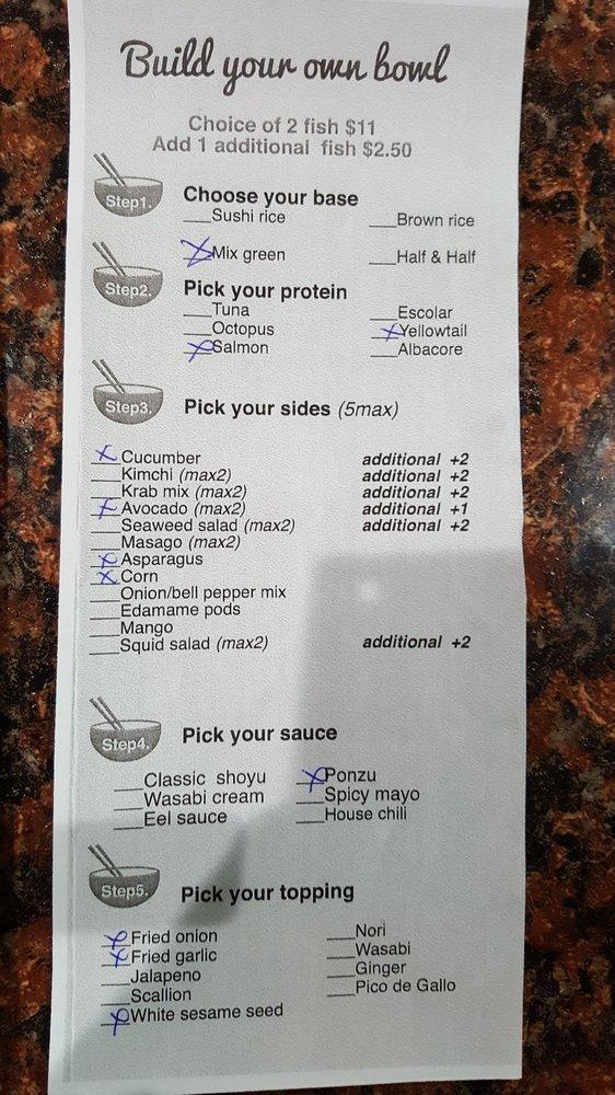 Carta del restaurante Poke Stop, Fort Worth