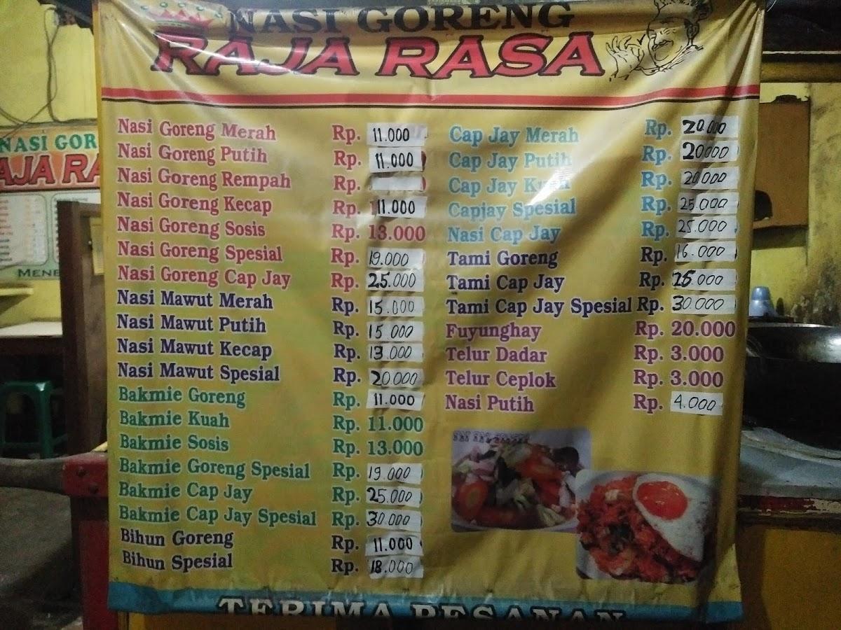 Menu at Raja Rasa Fried Rice restaurant, Malang