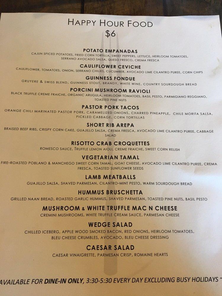 Menu at The Twisted Fork restaurant, Reno