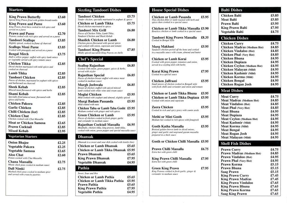Menu at NAMASTE CAFE NEPALESE INDIAN RESTAURANT, Torpoint
