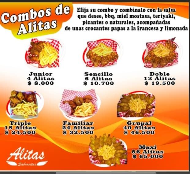 Menu at Alitas Sabrositas restaurant, Cimitarra