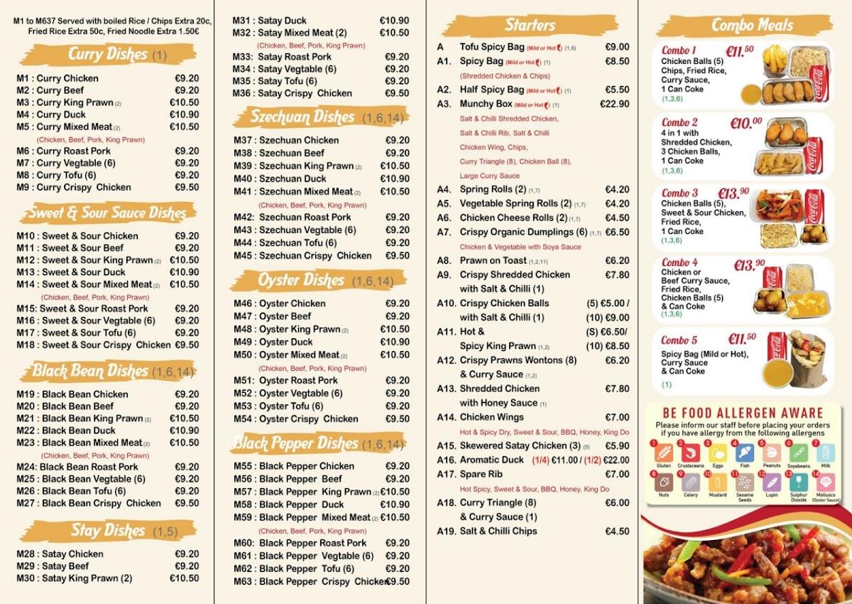 Menu at Chang's(New World)Chinese &Thai Asian Cuisine Takeaway, Dublin
