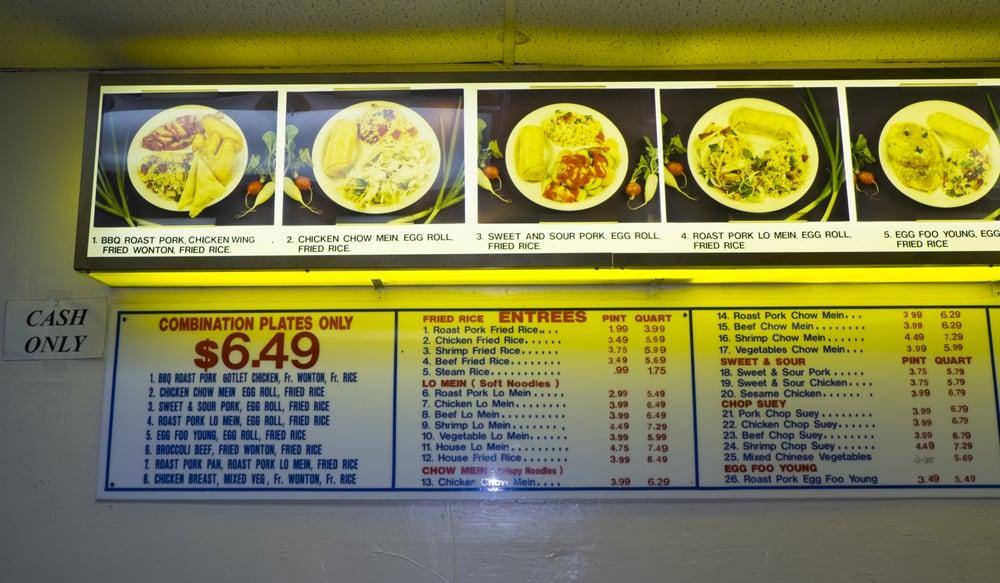 Menu at Chung Hing restaurant, San Diego