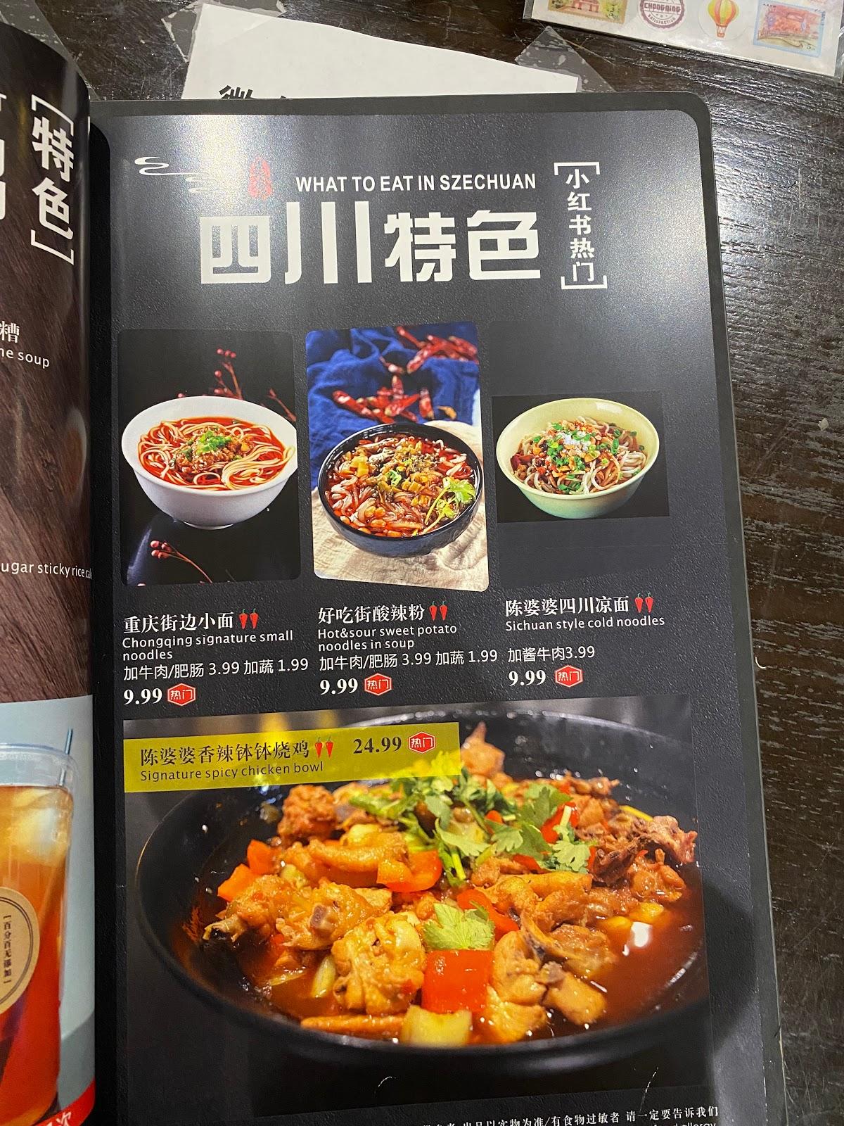 Menu at Hot Spicy Spicy Chinese Restaurant, Toronto