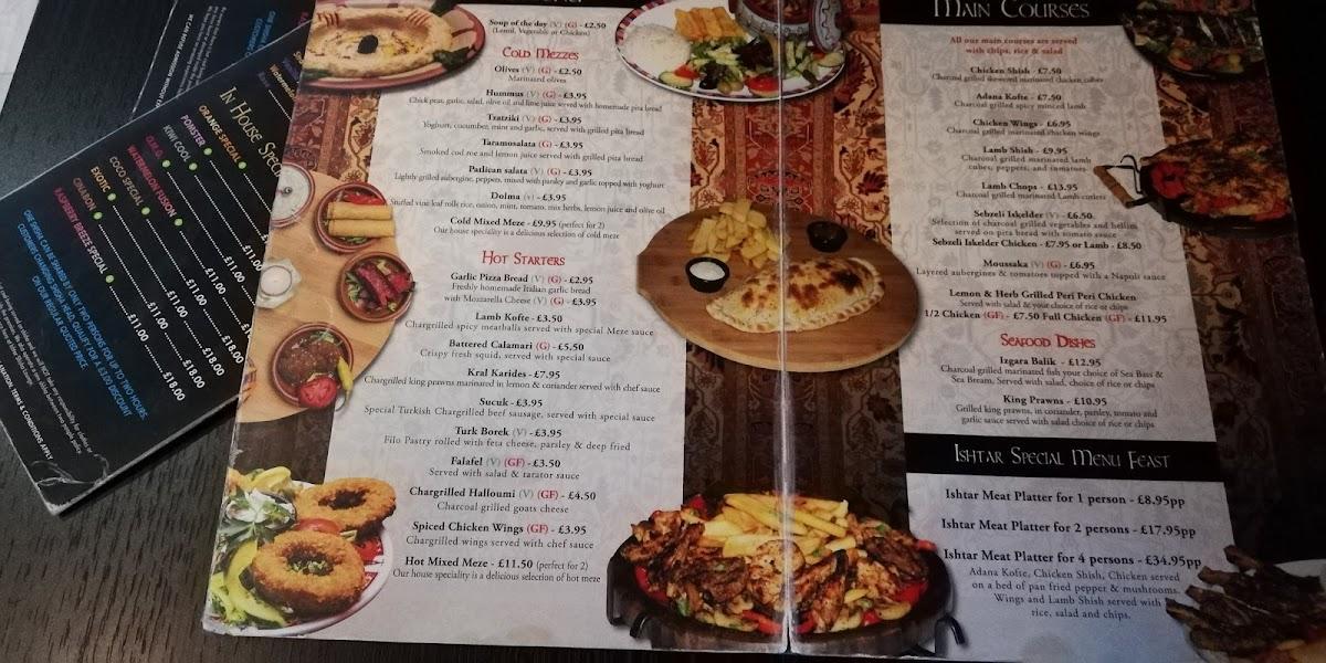Menu at Ishtar Lounge restaurant, Peterborough