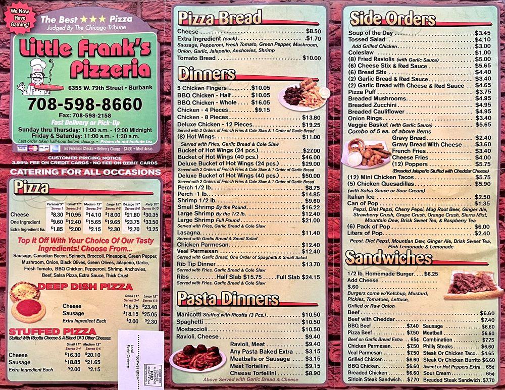 Menu at Little Frank's Pizzeria, Burbank