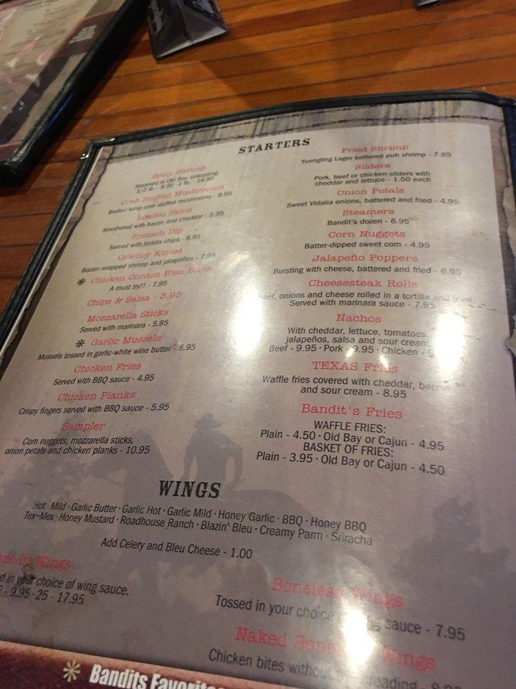 Menu at Bandit's Roadhouse pub & bar, Berwick