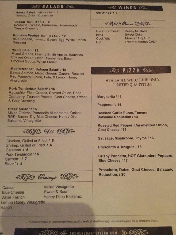 Menu at The Merchant Tavern restaurant, Akron