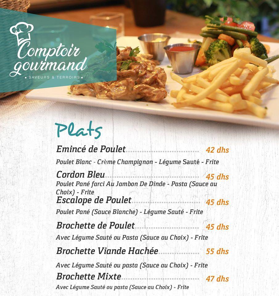 Carta del restaurante Comptoir Gourmand Casablanca, Casablanca