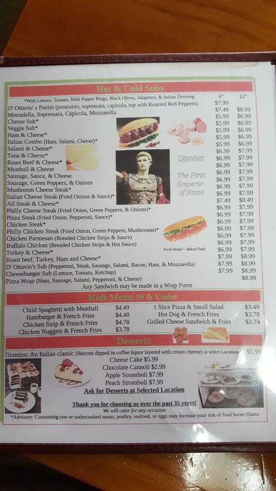 Menu at D'Ottavio's Italian House pub & bar, Hollidaysburg