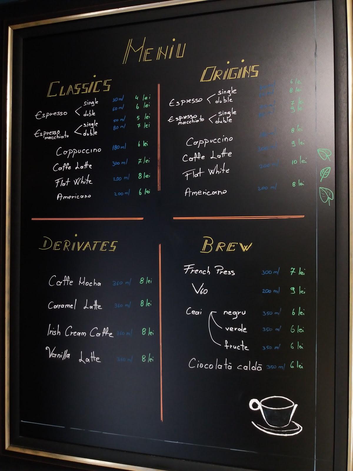 Menu at Florian Le Cafe, Bucharest