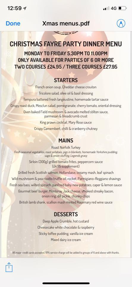 Menu at Legends American Grill & Bar, London
