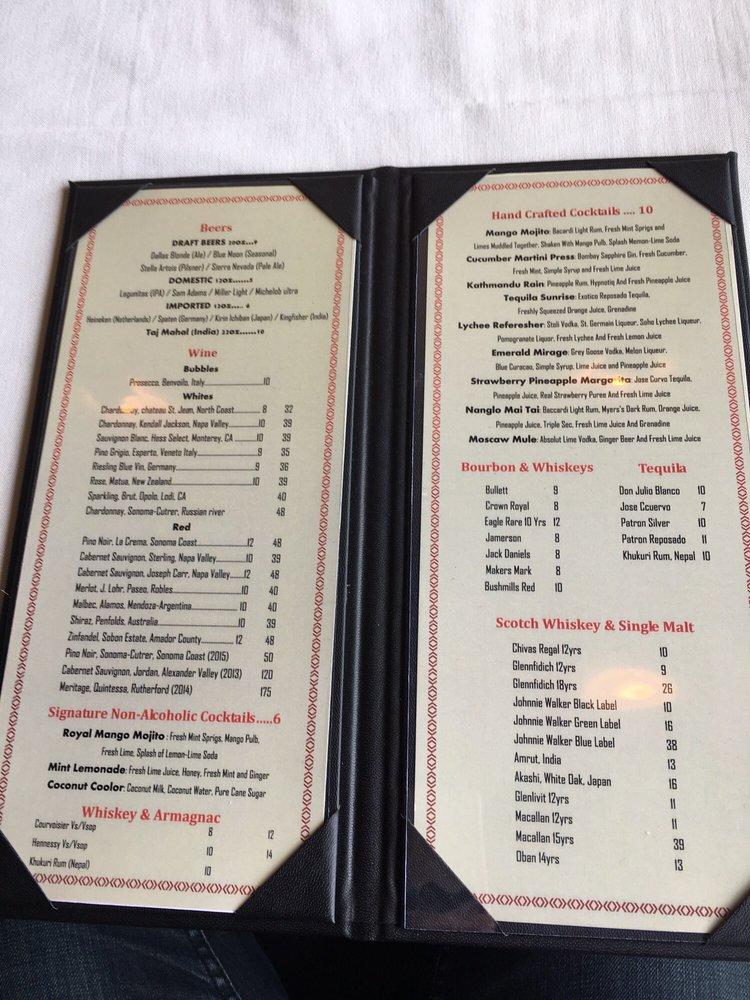 Menu at Nanglo Indian And Nepalese Restaurant, Euless