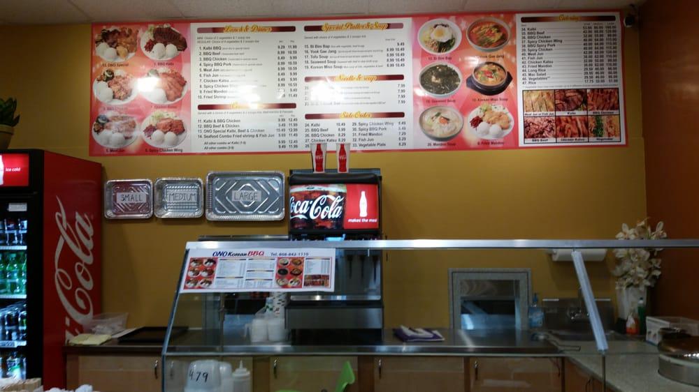 Menu at Ono Korean BBQ, Honolulu
