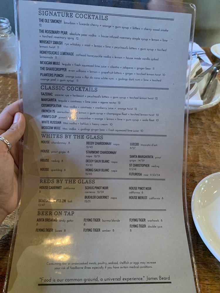 Menu at Restaurant Cotton, Monroe