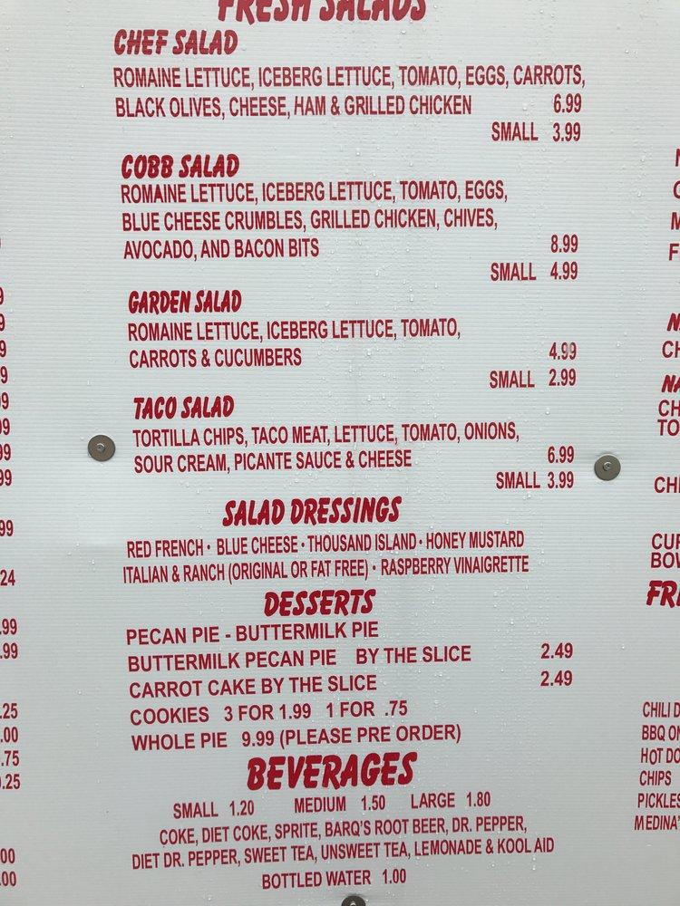 Menu at The Spud fast food, Lufkin